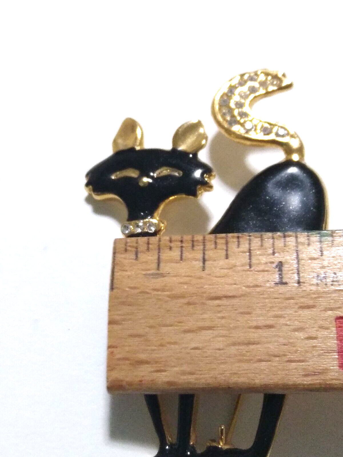 VTG SASSY GLAM ENAMEL Black MCM Hump Back Cat RHINESTONES BROOCH | eBay