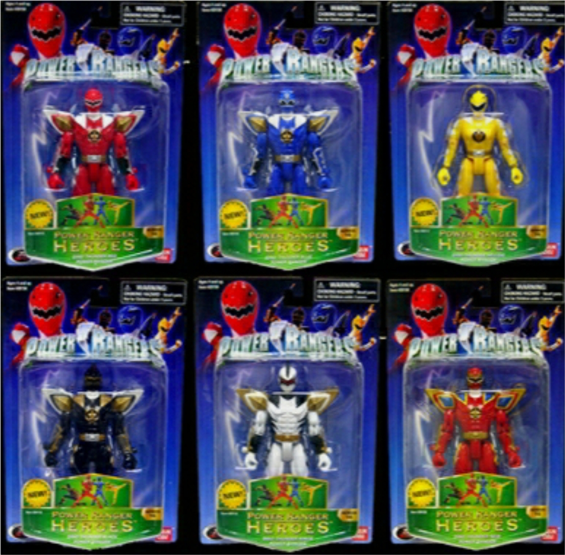 Power Rangers Dino Thunder Heroes with White Red Yellow Blue Black ...