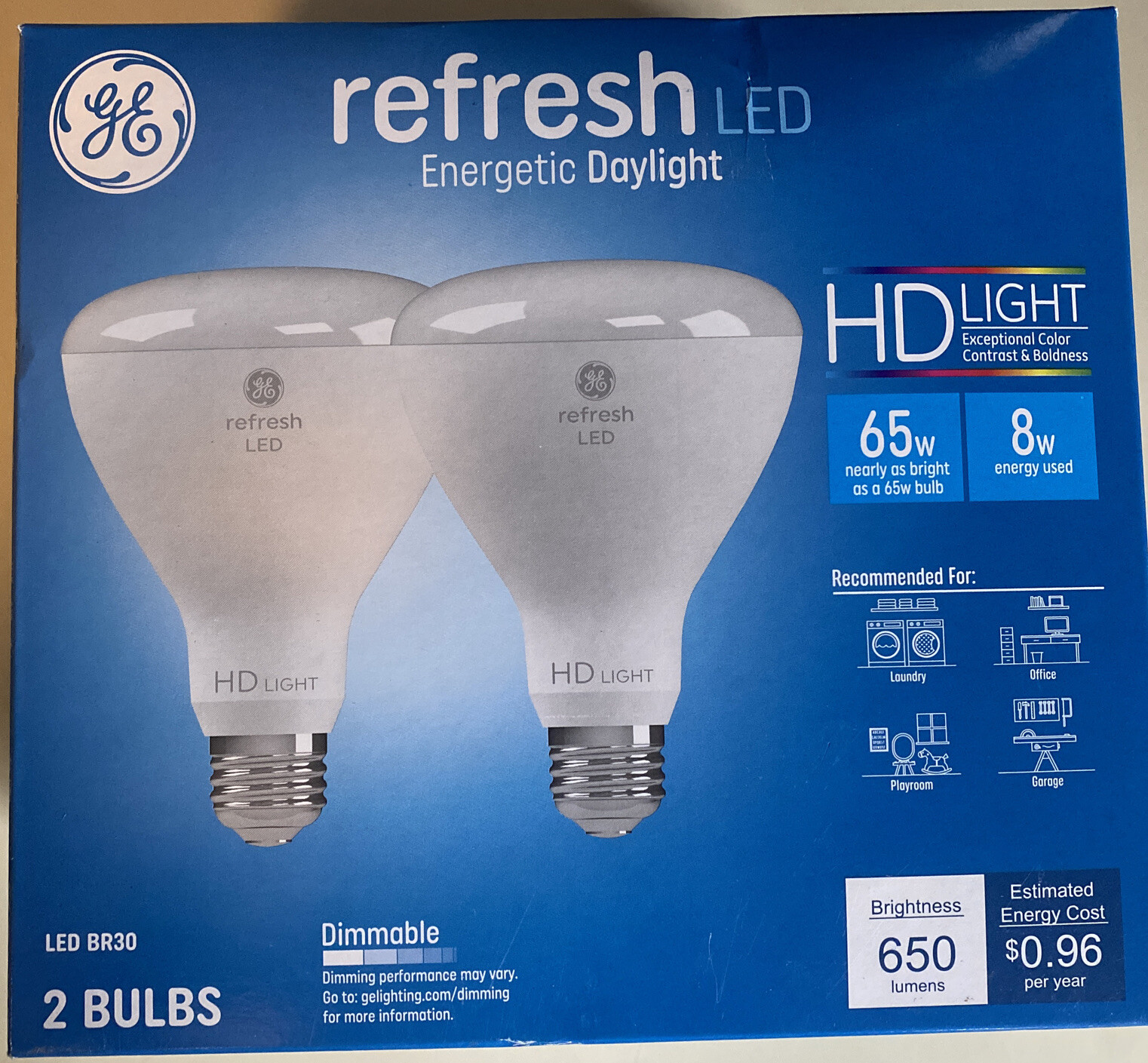 GE Lighting 45195 8w 700 Lumens Daylight Refresh HD Medium LED Dimmable ...