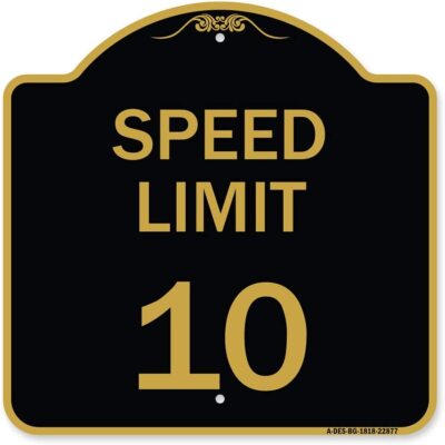 Speed Reduction Sign Speed Limit 10 Mph Black & Gold Aluminum ...