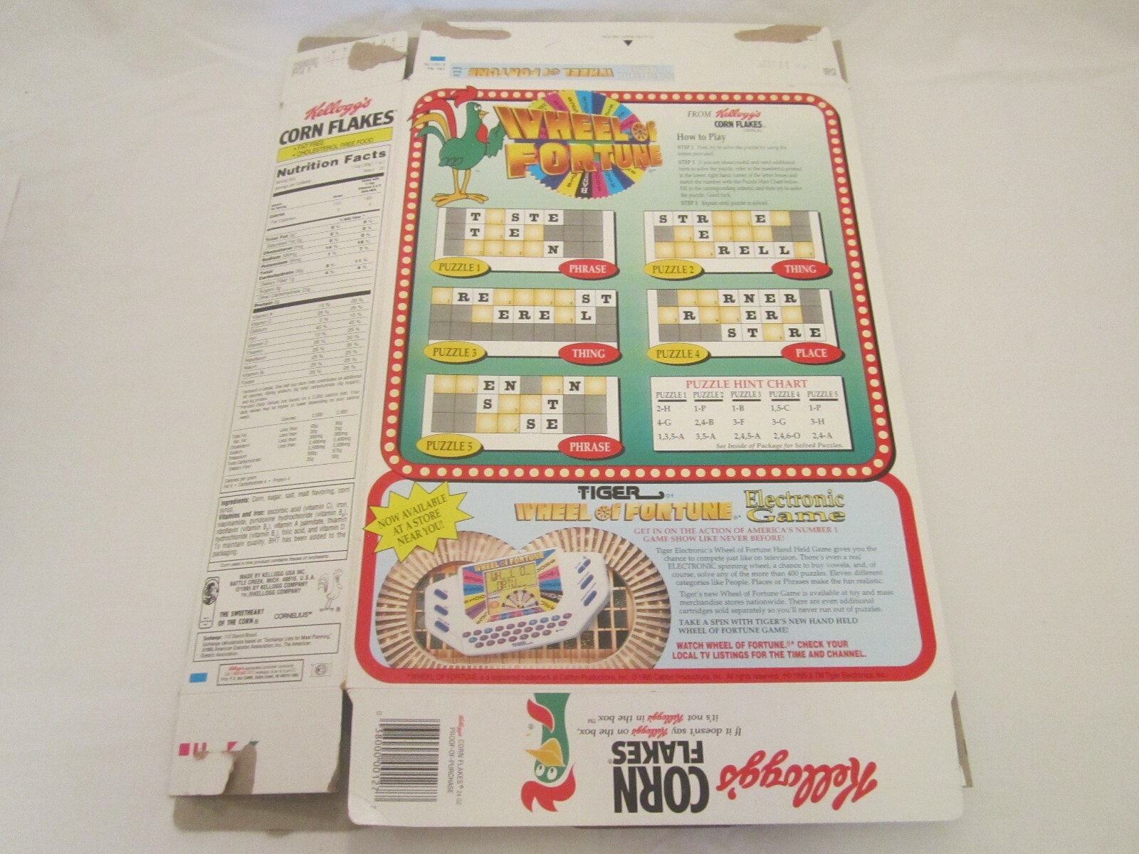 Empty Cereal Box KELLOGG'S CORN FLAKES 1995 Wheel of Fortune 24 oz ...