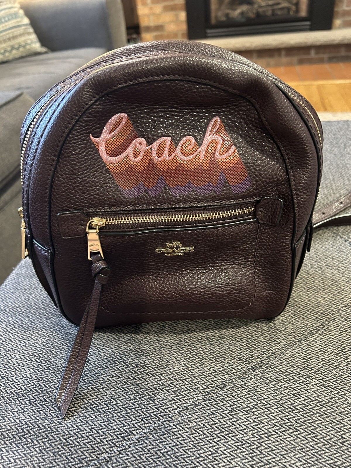 Coach Andi Mini Backpack Burgundy With Pink Glitter Spell Out | eBay