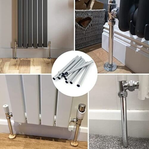 10 x Chrome Effect Radiator Pipe Covers sleeve 15mm Cut Fit Bathroom ...