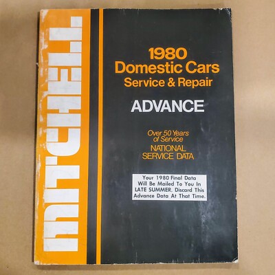 1980 Mitchell Domestic Car Service and Repair Manual Advance Copy | eBay