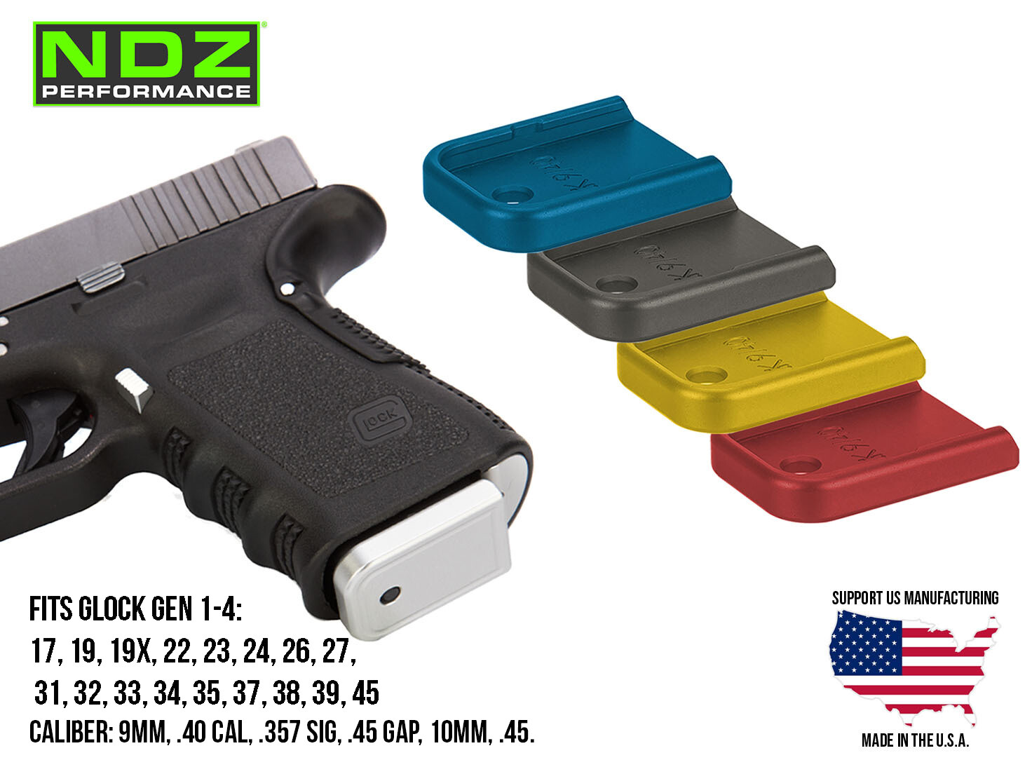 NDZ Glock 17 19 20 22 23 26 40 Gen 1-4 Magazine Base Plate Aluminum ...