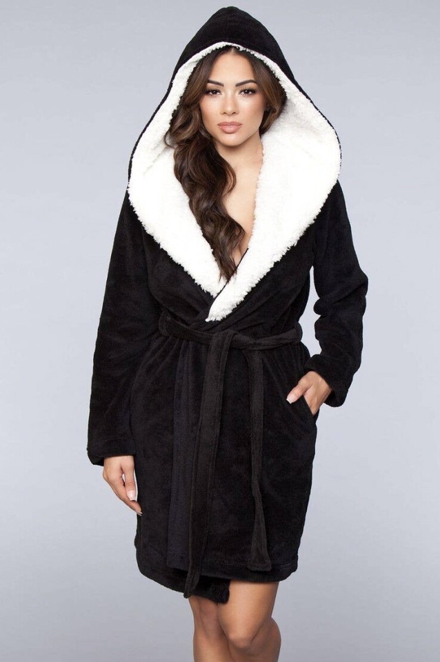 NWT Be Wicked Janet Plush Robe with Sherpa lined hood S/M, L/XL | eBay