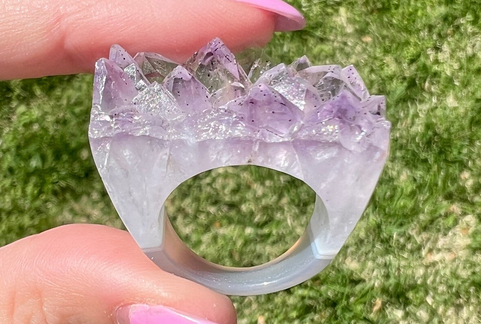 Amethyst Raw Stone Geode Ring, Large Chunky Crystal Ring Size 7, MSRP ...