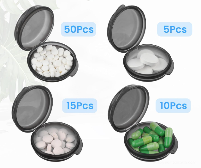 5PCS Small Pill Box,Travel Round Pill Case,Portable Pill Container ...