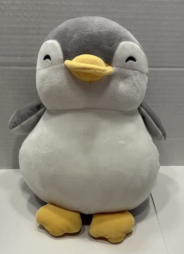 Miniso Life Plush Gray & White Penguin Closed Eyes Sleeping 11” Stuffed ...