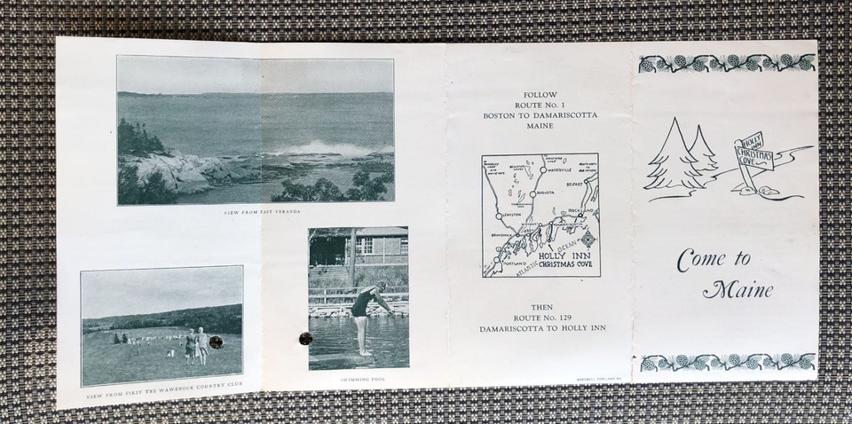 VTG Maine Travel Brochure Christmas Cove - Bristol- Holly Inn Folded 3. ...