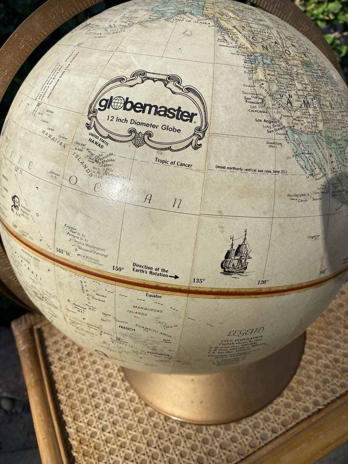 Vintage Replogle Globemaster 12" Inch Globe Tan Explorers Expedition ...