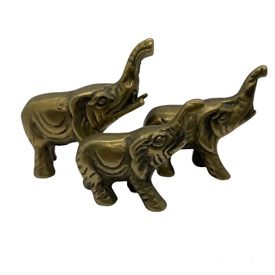 Brass Elephant Trio Trunk Up Three Sizes Elephants Brass Metal Set Of 3 ...