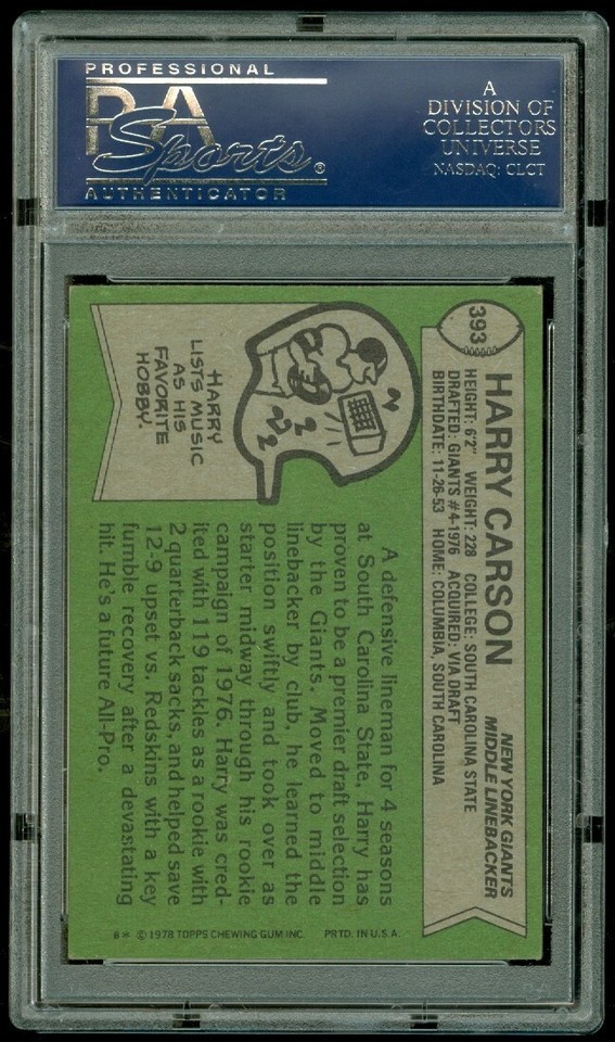 1978 Topps #393 - Harry Carson - PSA/DNA NM-MT 8 Auto Giants HOF | eBay