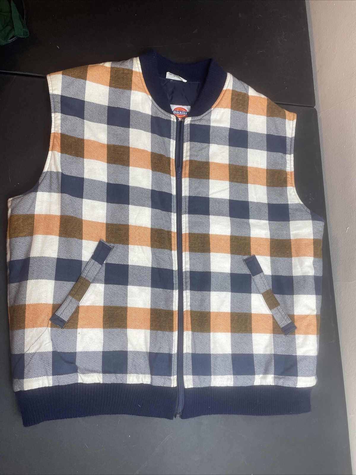 Vintage Dickies Work Vest Plaid Lined Lumberjack Whit… - Gem