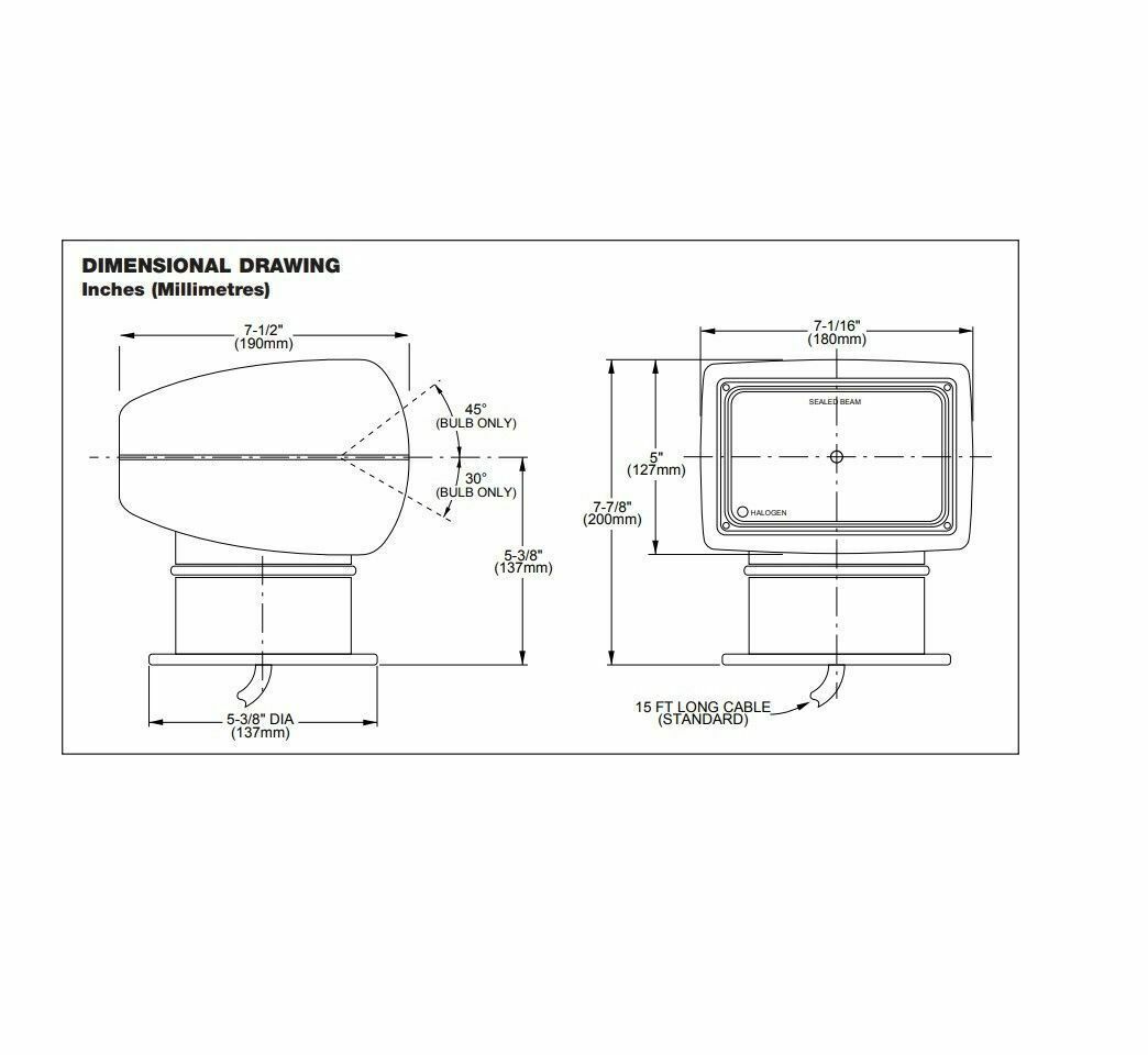 JABSCO Remote Control Search Light 135sl 12 Volt DC Boat Yacht Marine ...
