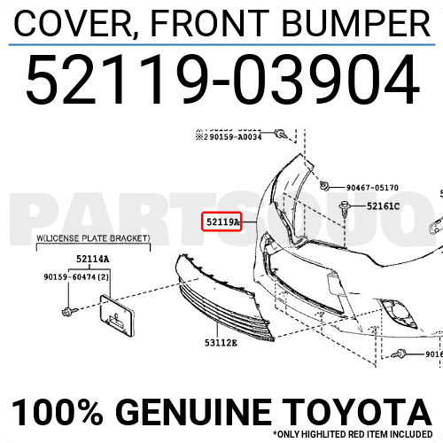 5211903904 Genuine Toyota COVER, FRONT BUMPER 52119-03904 | eBay