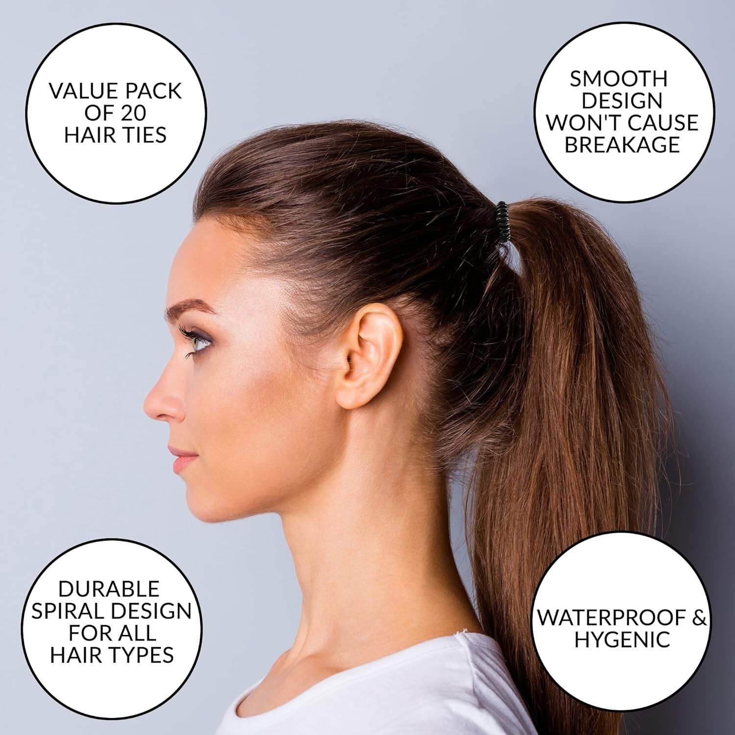 10 Hair Bobbles Spiral Coil Elastic Tie Wired Bands Stretchy Plastic ...