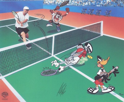 Volley Folly Bugs Looney Tunes WB Ltd Ed Cel of 500 Signed Andre Agassi ...