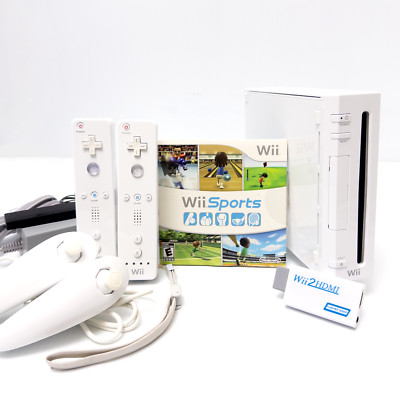 Nintendo Wii Console w/ HDMI - OEM Remotes - Wii Sports Resort Mario ...