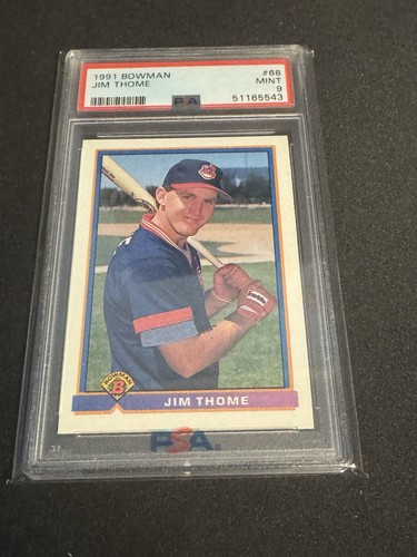 JIM THOME 1991 BOWMAN ROOKIE Card #68 PSA9 MINT Cleveland Indians RC ...