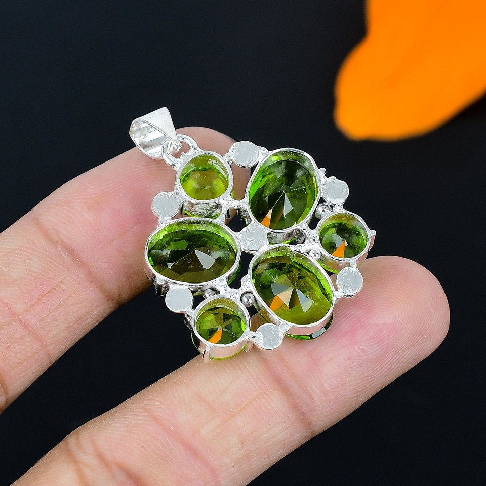 Peridot Gemstone Handmade 925 Sterling Silver Jewelry Pendant 1.58 ...