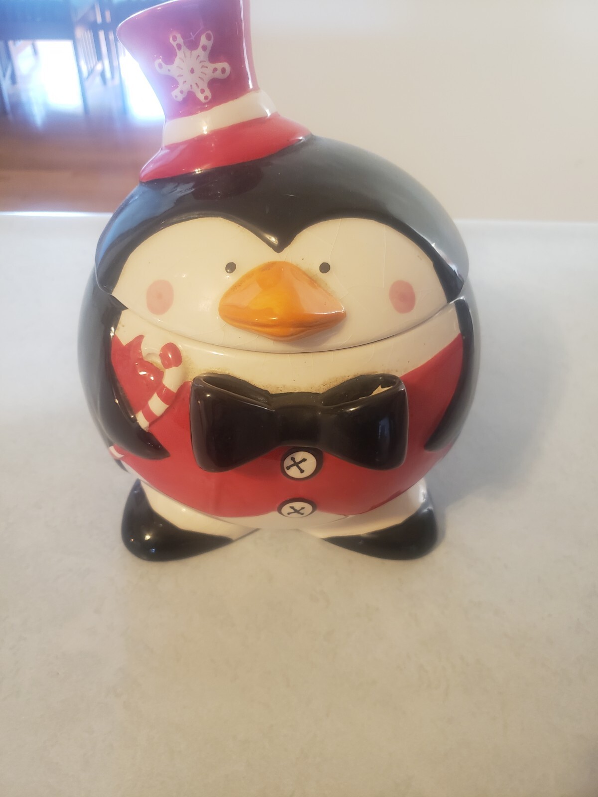 Cracker Barrel "Just Chillin" Christmas Penguin Cookie Jar. Measures 9 ...
