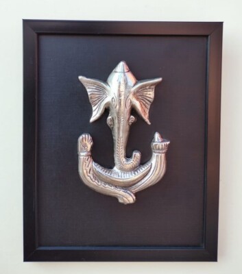 Wall Hanging Ganesh Frame White Metal Handcrafted Ganesha | eBay
