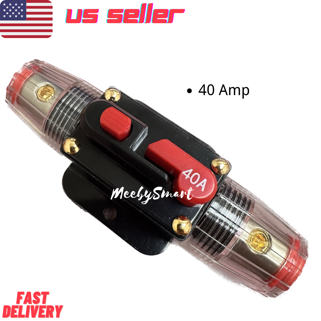 40 Amp In-Line DC Circuit Breaker Solar/Audio/Car/RV 40A/40AMP Fuse 12V ...