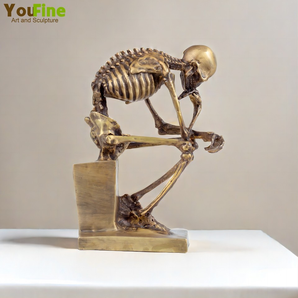 Bronze Skeleton Thinker Antique Decorative Sculpture Unique Art Home ...