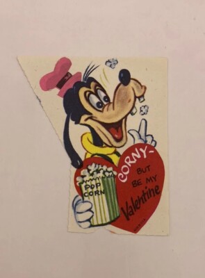 Vintage Disney Valentine Card Goofy MCM Unused Popcorn | eBay