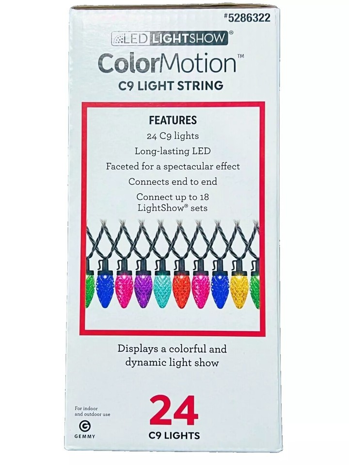 Gemmy Lightshow 24 Light 23 ft C9 Color Motion Multicolor LED Lights | eBay