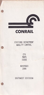 Conrail Southwest Division Nov 1986 ZTS Book w/BINDER | eBay