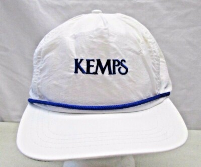 Vintage Kemps Hat Made in USA White Blue Embroidered Baseball Cap ...