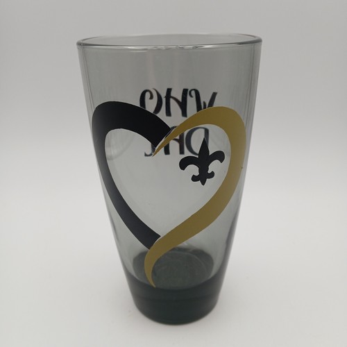 New Orleans Saints Who Dat Script Beer Glass Smoke Color Heart Fleur-De ...