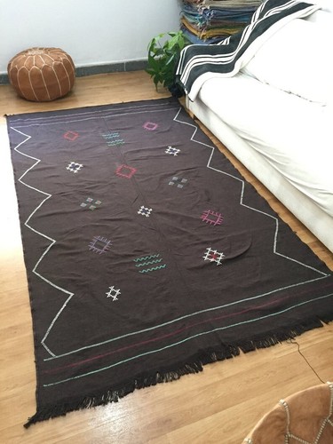 Brown rug, Moroccan sabra carpet, silk Rug Moroccan Boho Moroccan Style ...