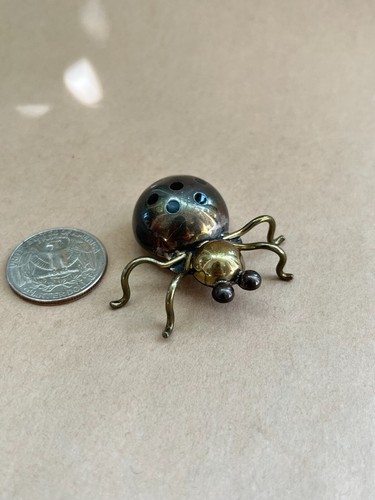 Sterling Silver Ladybug Pin, vintage, gold wash legs,bug insect beetle ...