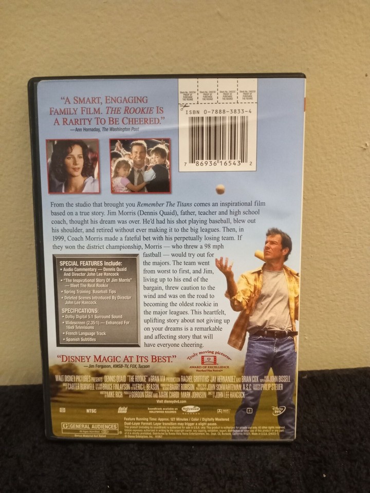 The Rookie (DVD, 2002, Widescreen) 786936165432| eBay