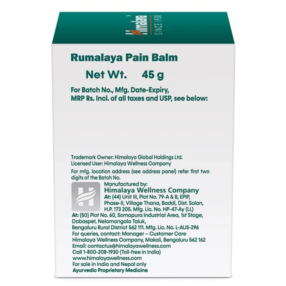 Himalaya Rumalaya Pain Balm 45gm | Fast Relief From Headache And Neck ...