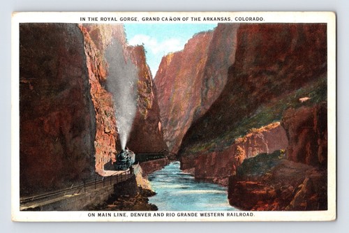 Postcard Colorado Royal Gorge CO Railroad Train Denver Rio Grande 1920s ...