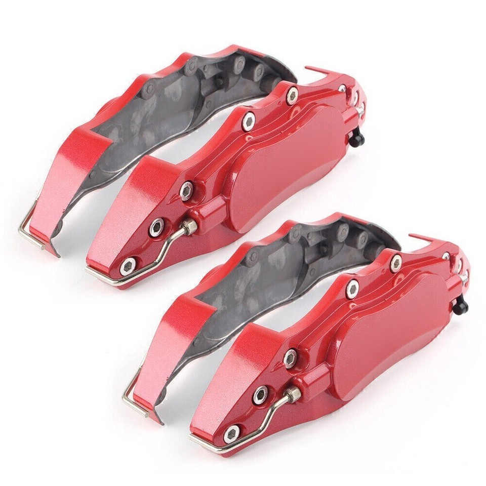 4x Metal 3D Universal Style Front + Rear Brake Caliper Cover RED 10.5 ...