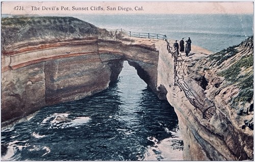 San Diego CA California Devil's Pot Sunset Cliffs, Scenic Vintage ...