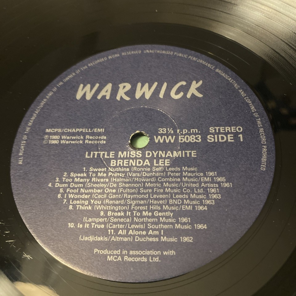 Brenda Lee - Little Miss Dynamite Vinyl LP Warwick WW 5083 22 ...