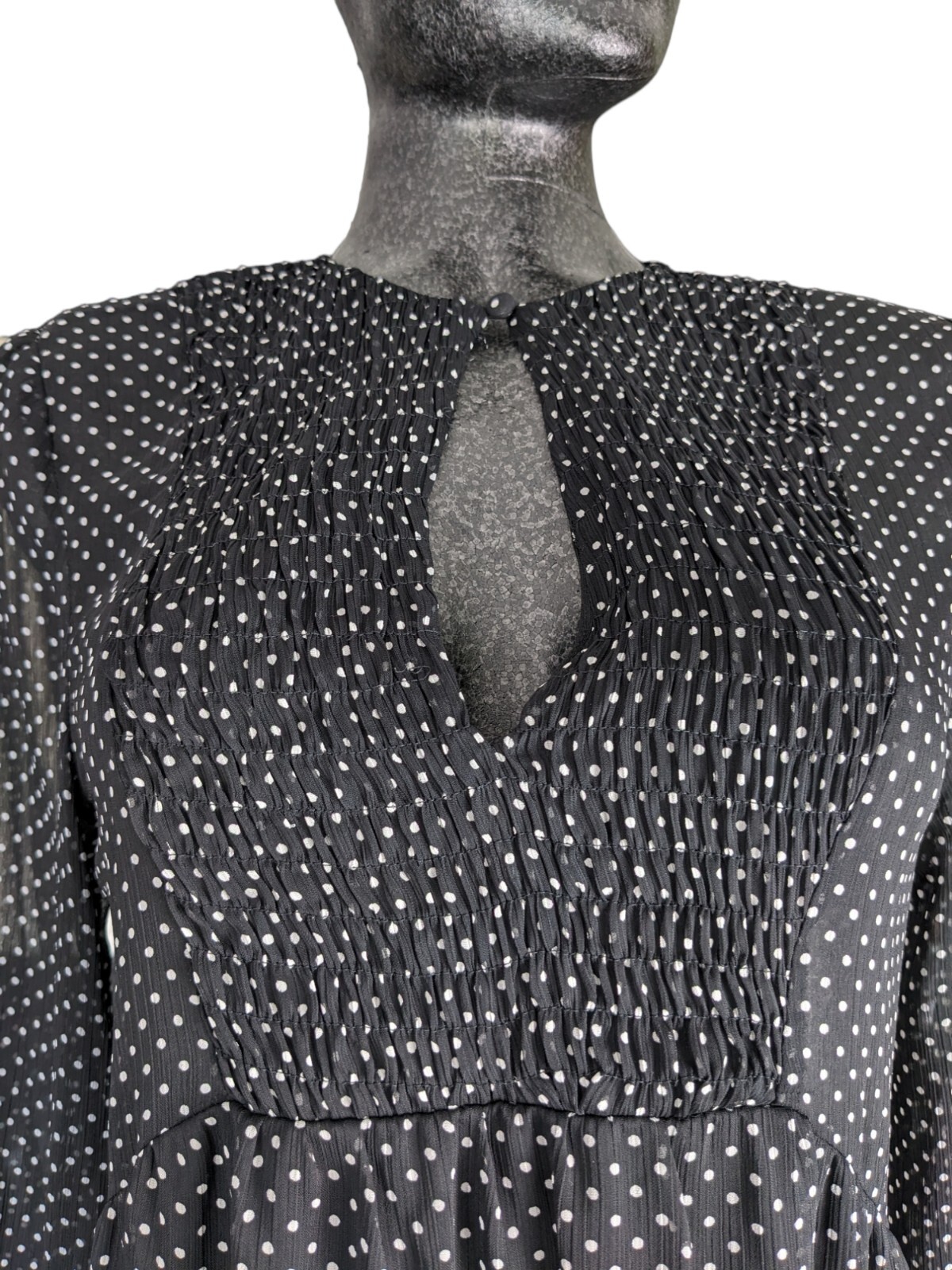 Zara Black And White Polka Dot Sheer Dress Flowy Mini … Gem