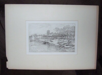 OLD CHEYNE WALK, Chelsea, London, A.Severn original etching antique ...