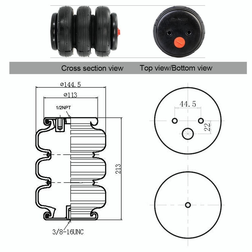 2400lbs Air ride Suspension Shock Absorber Airspring Bellow Rubber Air ...