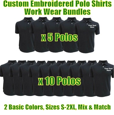 Custom Embroidered Personalised Polo Shirts Bundle Builders Garages ...