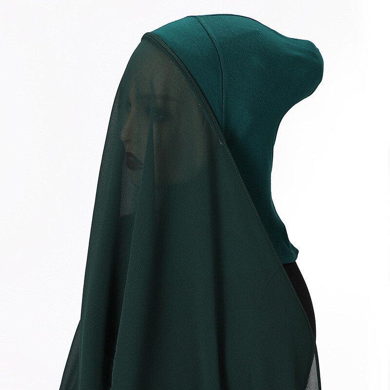 Muslim Chiffon Hijab With Cap Women Veil Headscarves Headwraps Cap Soft ...