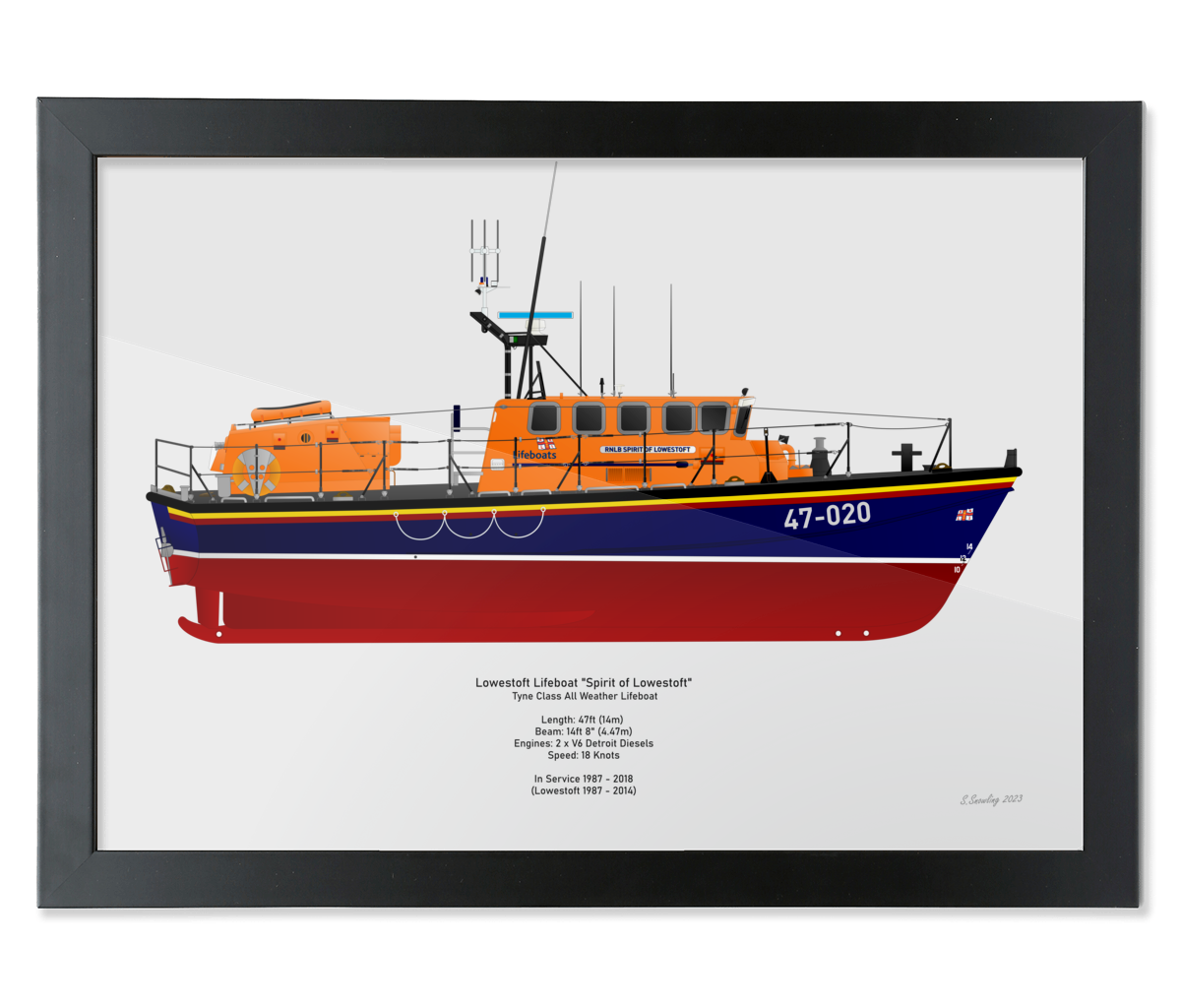 Framed A3 custom Tyne Class Lifeboat Art Print | eBay
