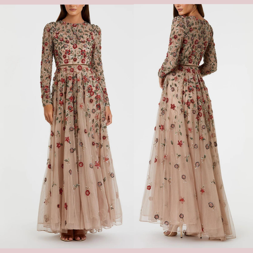 NWT Mac Duggal [ 12 ] 5533 Embellished High Neck Long Sleeve A Line ...
