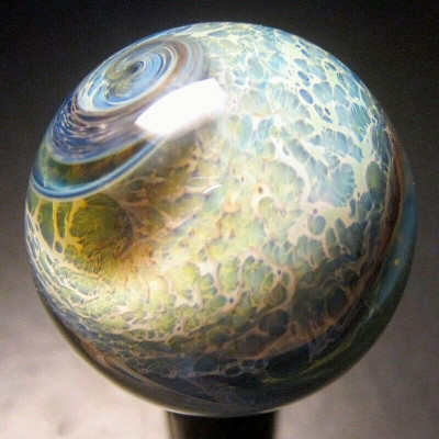Boomwire Glass Marble .98" handmade contemporary art sculpture lampwork ...